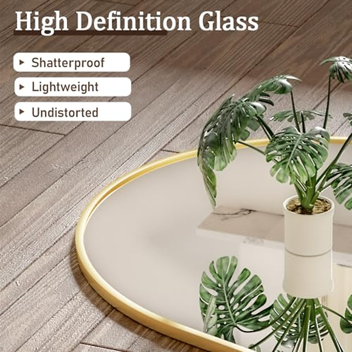 VooBang Oversized Full Length Mirror, 71" x 30" Arch Floor Mirror with Stand, Aluminum Alloy Frame Full Body Mirror for Bedroom Bathroom Living Room Decor, Gold