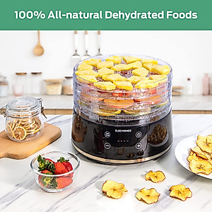 Food Dehydrator, Elechomes Upgraded 6-Tray Dryer for Beef Jerky, Meat, Fruit, Dog Treats, Herbs Vegetable, Digital Time & Temperature Control, Overheat Protection Fruit Roll Sheet Included, BPA Free