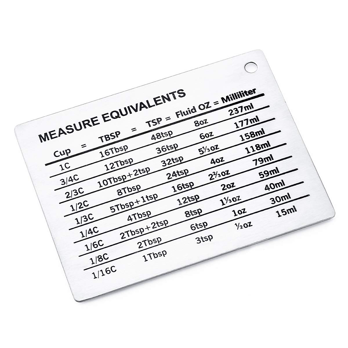 SOONHUA Measurement Conversion Refrigerator Magnet, kitchen Measurement Conversion Chart Stainless Steel Refrigerator Magnet for Cups Tablespoons Teaspoons Fluid Oz Milliliters