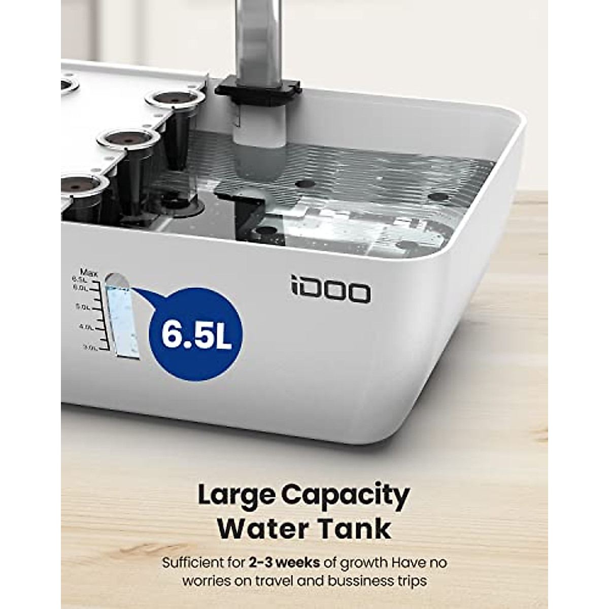 iDOO WiFi 12 Pods Hydroponic Growing System with 6.5L Water Tank, Smart Hydro Indoor Herb Garden Up to 14.5", Plants Germination Kit with Pump System, Fan, Grow Light for Home Kitchen Gardening, White