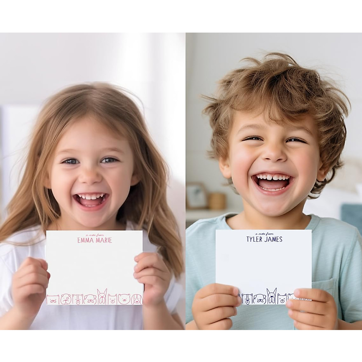 Personalized Dog Stationary for Boys or Girls, Personalized Thank You Cards for Kids, Dog Stationary, Your Choice of Colors and Quantity