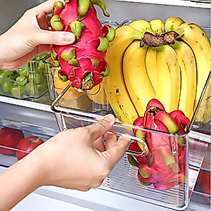 Refrigerator Organizer Bins with Lid, 8 Pack Plastic Freezer Organizer Bins for Freezer, Kitchen, Cabinets - Clear Pantry Organization and Storage Bins Fridge Organizers by GOLIYEAN (8 Pack)