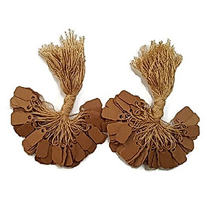 200 pcs Kraft Paper Tags, Jewelry Price Tags with String (3/8" x 7/8")