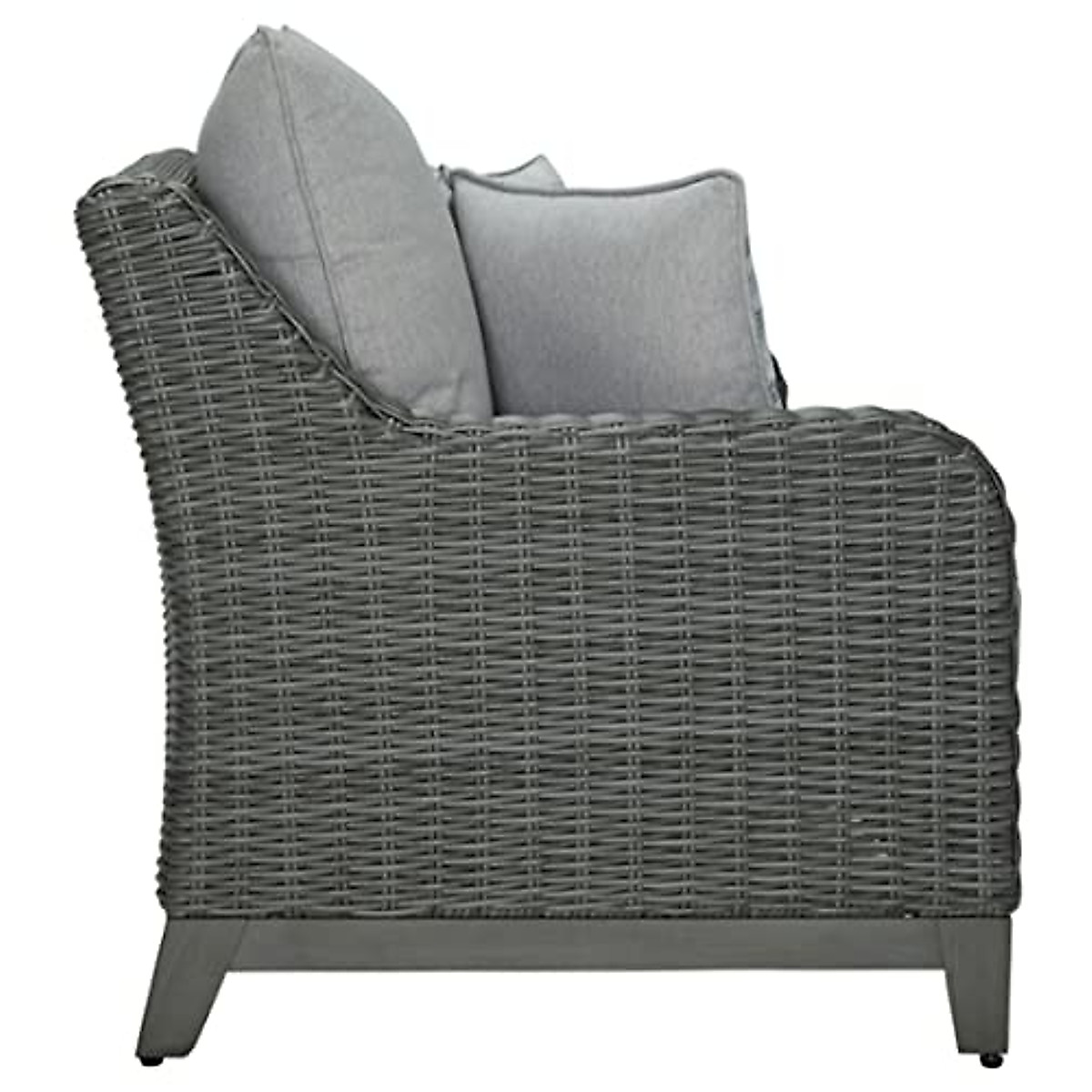 Signature Design by Ashley Outdoor Elite Park Patio Wicker Loveseat with Cushion, Gray