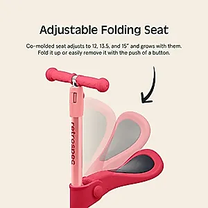 Retrospec Chipmunk Plus Kids’ Kick Scooter 3+ Years - Height Adjustable 3 Wheel Scooters - Learn to Steer, Foldable Seat, LED Lights, & No-Slip Deck - Bubblegum