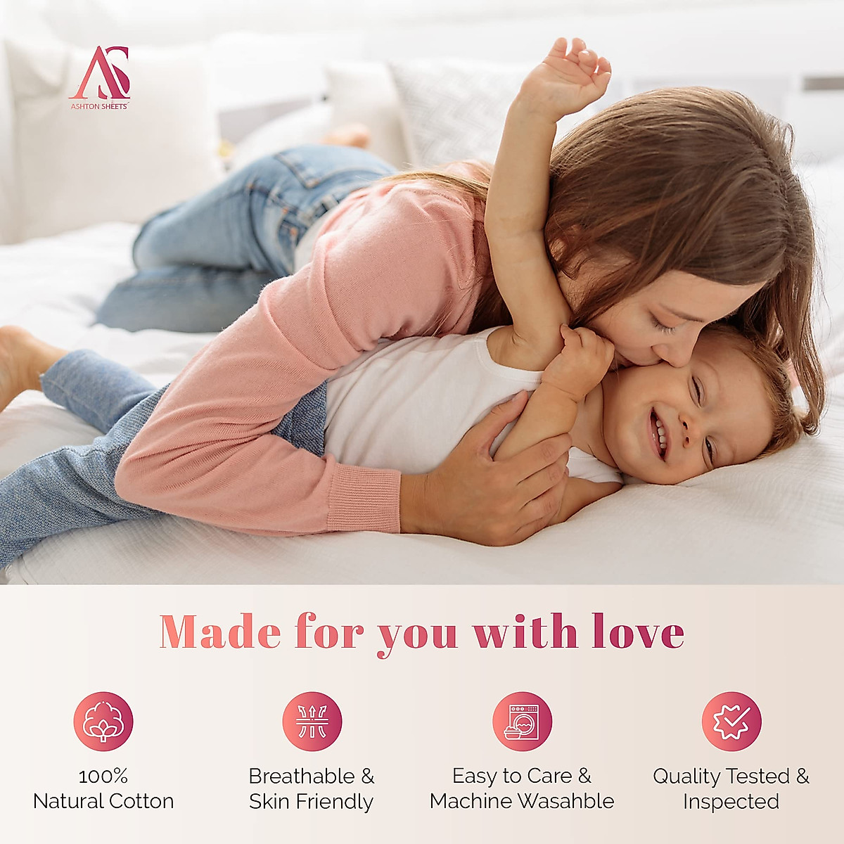 Ashton Sheets Luxury Egyptian Cotton Standard/Queen Pillow Cases Set of 2-1000 Thread Count White Standard/Queen Pillowcases, Soft, Sateen Weave Cooling Pillowcase for Standard/Queen Pillows