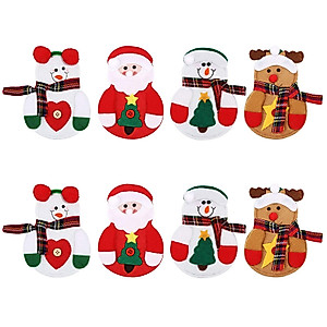 12 Pack Christmas Tableware Holders Suit, Messar Silverware Holders Pockets Pouches Set Flatware Holders Knife and Fork Cutlery Bags Kitchen Storage Tool for Christmas Party Table Decoration