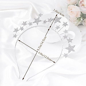 Formery Stars Halo Crown Headband Rhinestones Goddess Tiara Headpiece Party Festival Prom Crystal Hairband Hair Accessories for Woman and Girls (Silver)