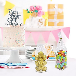 Morepack Gusseted Cellophane Bags,Flat Bottom Cellophane Bags with Paper Insert 50Pcs 2x2x8 Inches Biscotti bags