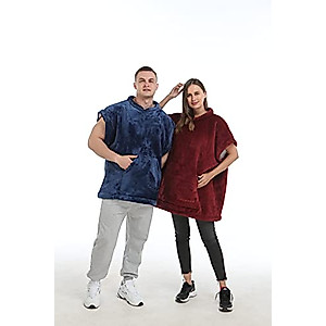 Zillywood Oversized Wearable Blanket Hoodie with Removable Sleeves, Hood and Bottom. Soft Customizable Fleece Blanket Hoodie with Sleeves, Wearable Warm Snuggle Blanket with Zippers. (Wine, One Size)