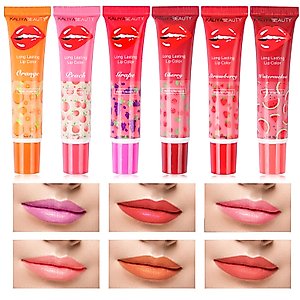 Aooba 6 Colors Sexy Colors Lip Gloss Sets Tattoo Magic Color Lip Stain Tint Long Lasting Peel Off Colored Matte