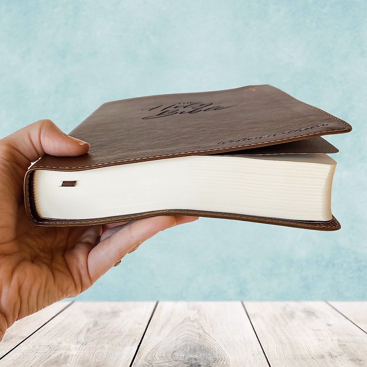 Hand Lettered and Laser Engraved NIV Journaling Bible, Personalized Gift, Custom Name Engraving Available