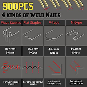 150w portable plastic welding kit, 2 in 1 Handheld Hot Stapler Gun For Car Bumper Repair, Plastic Soldering Machine With 900pcs 4 kinds of Hot Stapler, For Car Bumper Kayak Crack Repairs