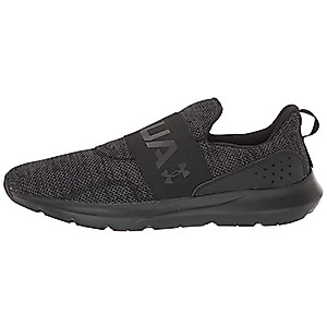 Under Armour Men's Surge 3 Slip On Running Shoe, (002) Black/Black/Black, 12