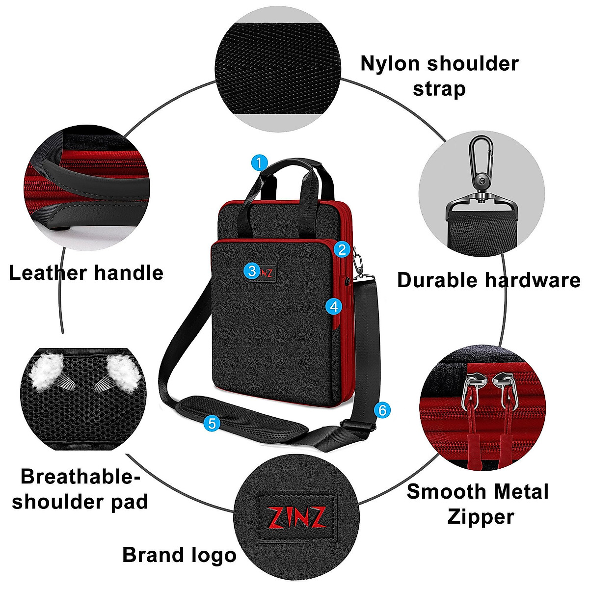 ZINZ Slim & Expandable Case 12.9 13 inch Travel Laptop Shoulder Bag for MacBook Air 13" M3/M2/M1, MacBook Pro 13" M2/M1, iPad Pro 12.9"/13"/11", iPad Air 13",B01K02