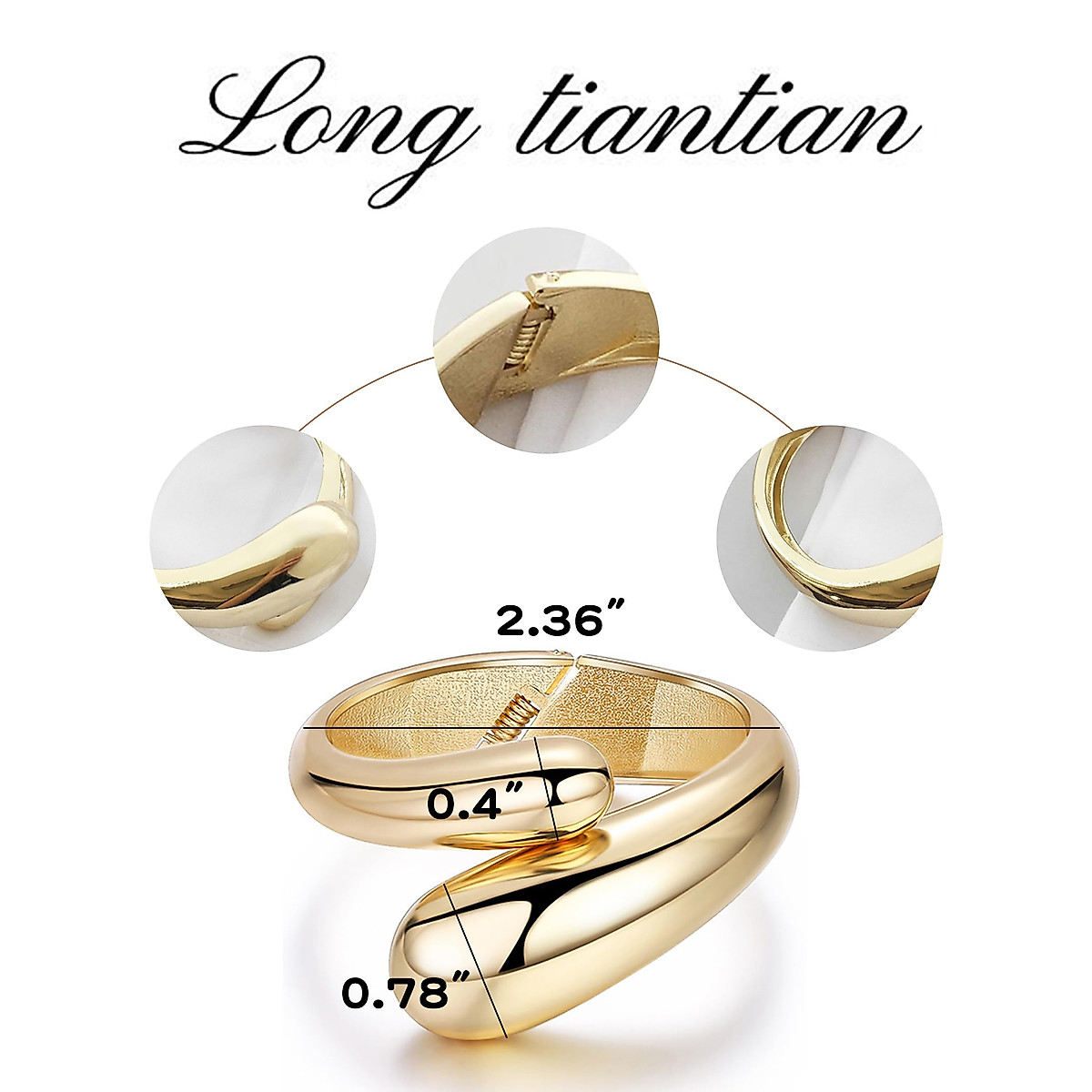 Long tiantian Gold Bracelets for Women Gold Cuff Bracelets for Women Chunky Bangle Bracelet Gold Jewelry for Women Pulseras para Mujer