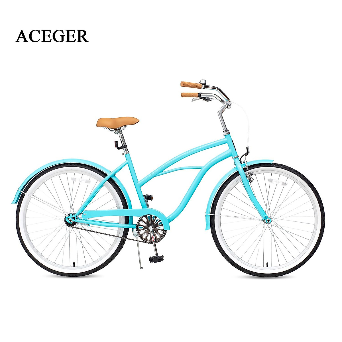 ACEGER 26 Inch Women Beach Cruiser Bike, Single Speed and 7 Speed, Adult Hybrid Bike Commuter Bicycle, Hi-Ten Steel Frame with Adjustable Handlebar and Saddle, Multiple Colors