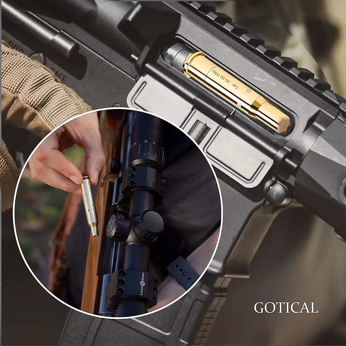 GOTICAL Red Dot 30-30 Win Laser Bore Sighter Boresight Hunting Tool 3030 Cartridge Bore Sight Red Laser