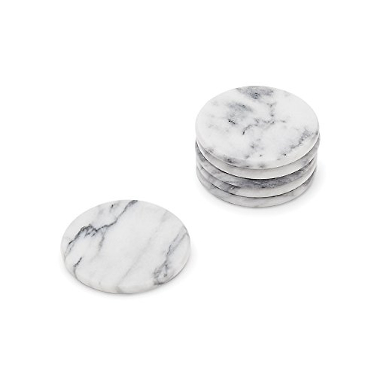 Fox Run 48749 Natural White Polished Marble Stone Coasters, Set of 6