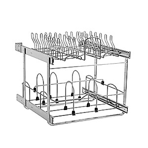 Knape & Vogt Simply Put 20-in W x 19.75-in 2-Tier Pull-Out Cookware Organizer, 20 Inch, Frosted Nickel
