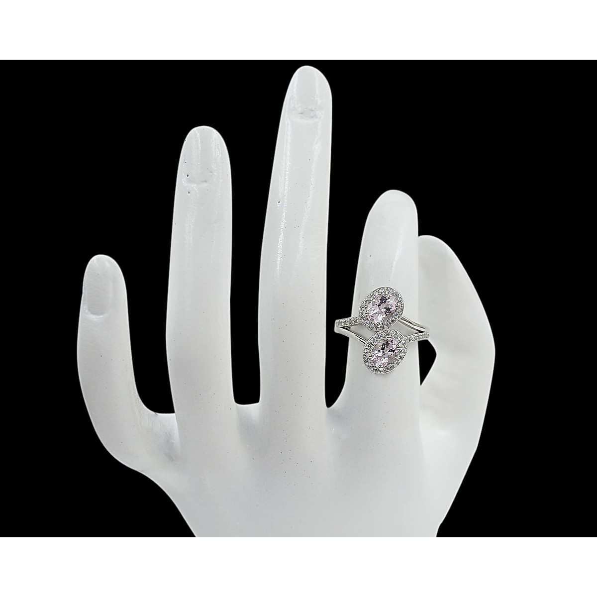 925 Sterling Silver Natural 7X5 MM Oval Cut Pink Morganite Gemstone Solitaire Unisex Proposal Engagement Ring Wedding Jewelry October Birthstone Gorgeous Ring Birthday Gift For Wife (Rhodium Plated Silver, 11)