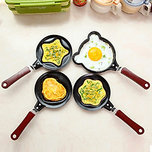 Elvaesther 4pcs Pancake Pans, Pancake Maker, Pancake Shaper for Kids, Cute Breakfast Frying Pans Multipurpose Non-Stick Omelette Pan Egg Frying Pan Mini Egg Pancake Frying Pan
