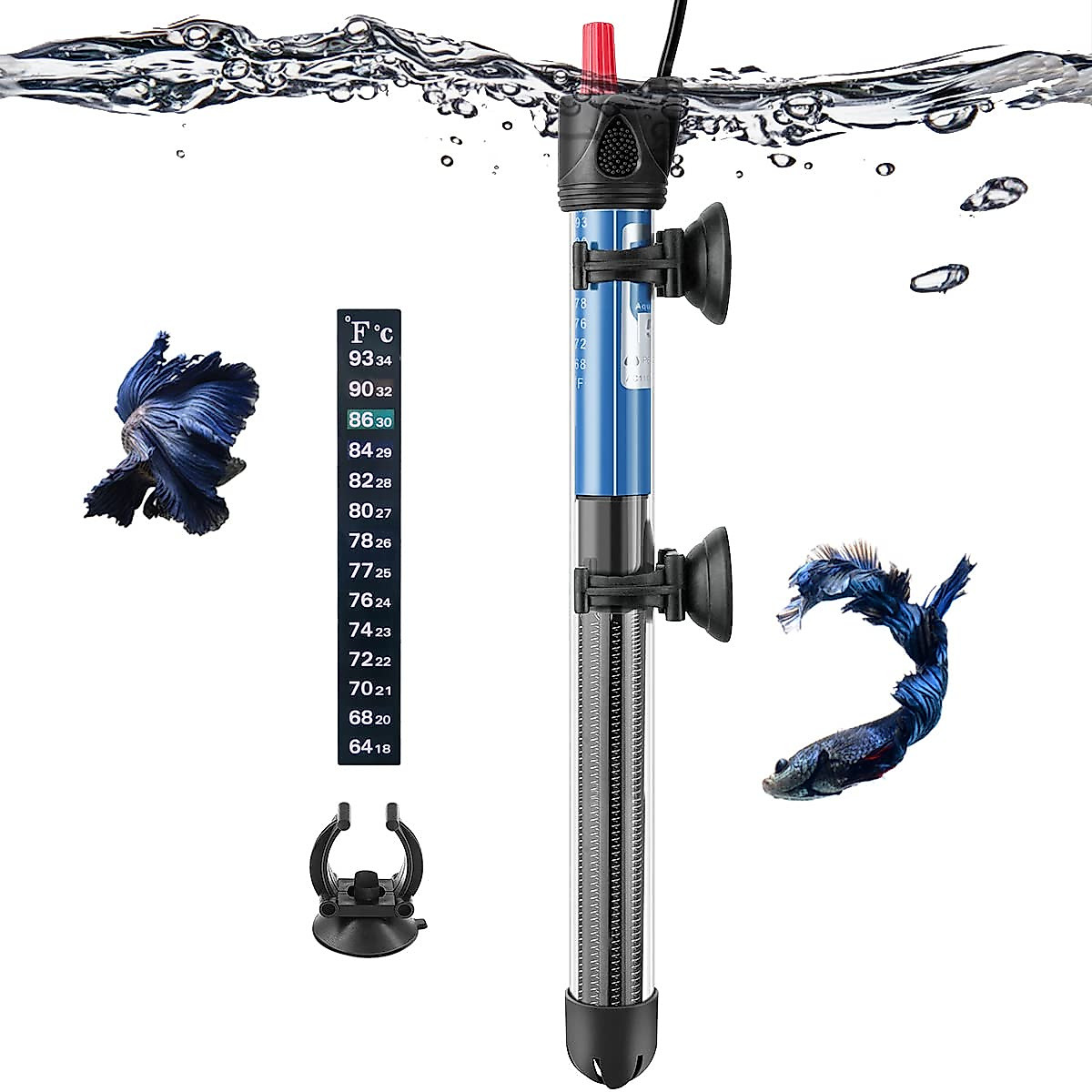 FEDOUR 50W 100W 300W Submersible Aquarium Heater, Adjustable Glass Water Heater for 5 – 70 Gallon Fish and Turtle Tank (300W)