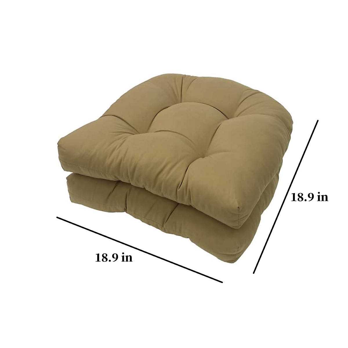 Pack of 2 Outdoor Indoor Tufted Seat Cushions, 18.9" x 18.9" U-Shape Cushions for Wicker Chair Seat,Patio Cushions, Furniture Dinning Chair Pad (Light coffee)