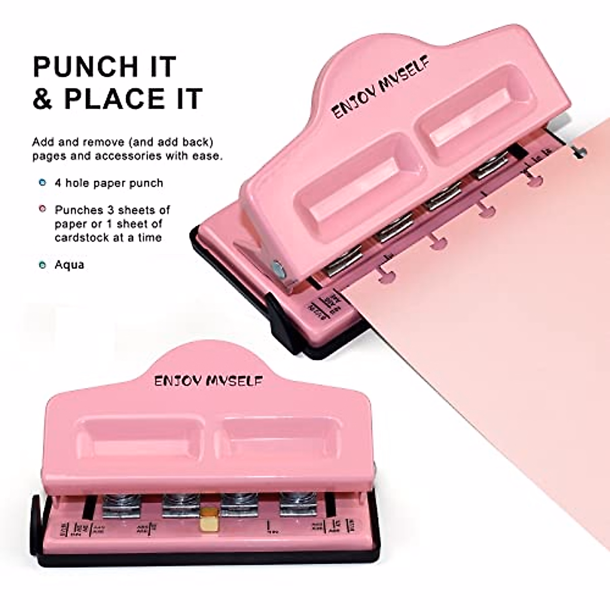 Enjoy Myself Mushroom Discbound Hole Punch, 4 Holes Mushroom Paper Puncher for Disc Bound Planner (Pink)