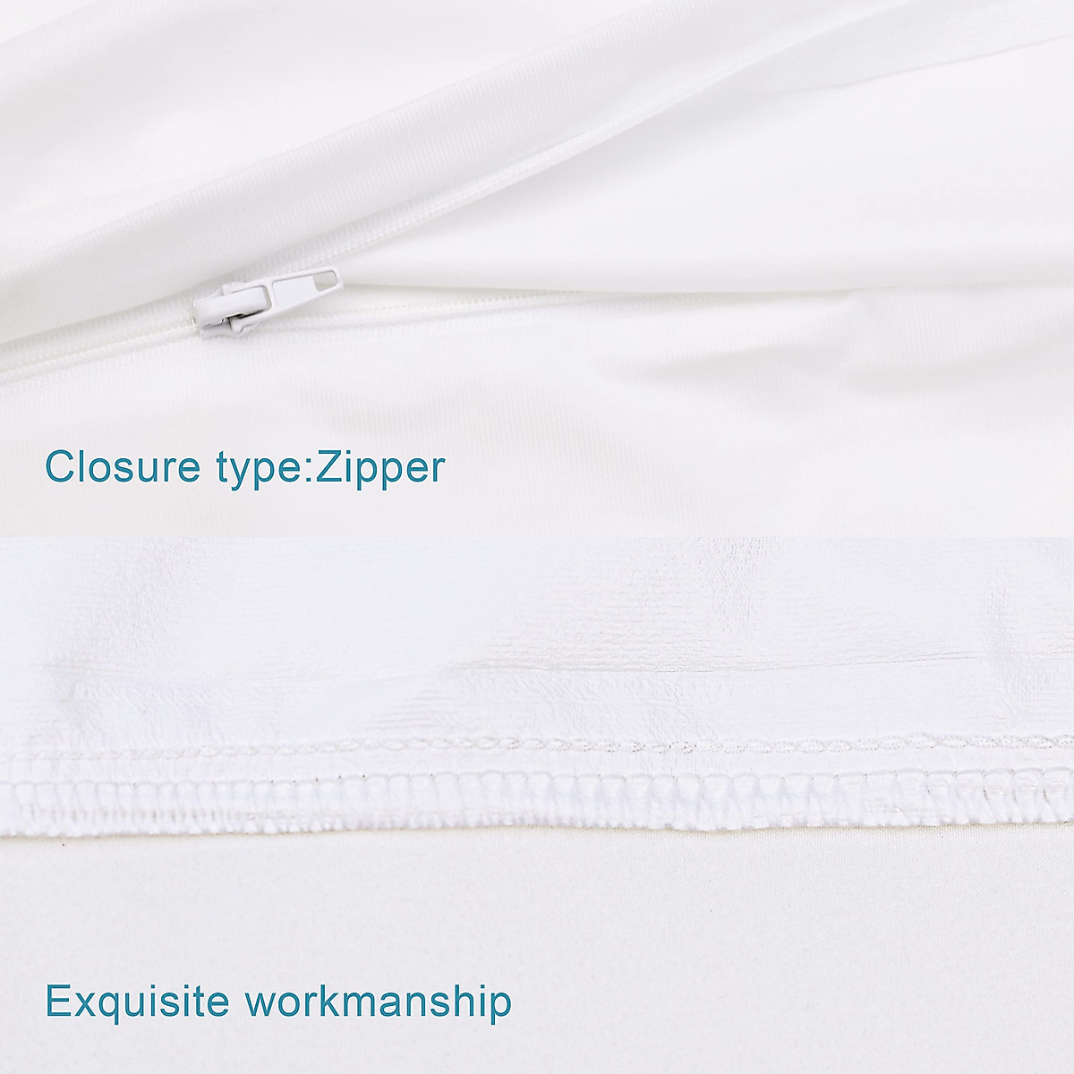 NTBAY 4 Pack Zippered Waterproof King Pillow Protectors, Super Soft Quiet Zip Pillow Protectors, 20x36 Inches Jersey Pure White Waterproof Pillow Cases Covers