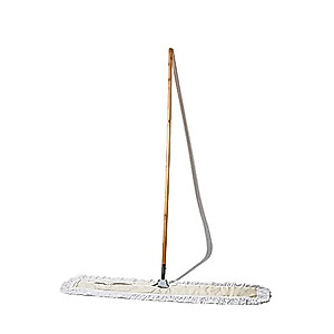 Tidy Tools Commercial Dust Mop & Floor Sweeper, 48 in. Dust Mop for Hardwood Floors, Cotton Reusable Dust Mop Head, Wooden Broom Handle, Industrial Dry Mop for Floor Cleaning & Janitorial Supplies