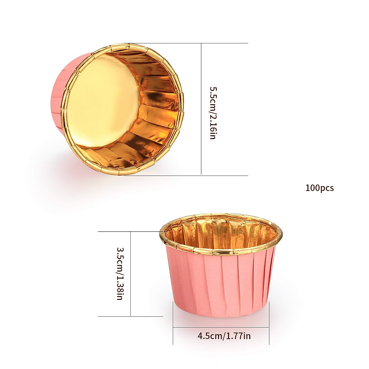 TOOINKCV 100 Pcs Cupcake Liners, Paper Cupcake Baking Cups, Cupcake Muffin Paper Baking Wrappers Liners Cups Molds for Baking, for Dinner, Party, Weddings - Pink