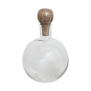 Creative Co-Op Wine Glass Mango Wood Stopper Decanter, 10" x 6", Clear