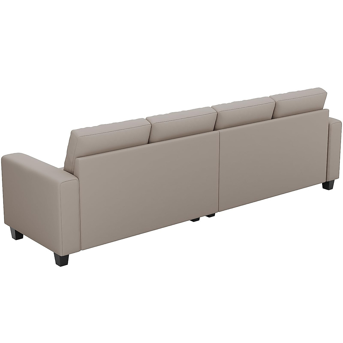 Belffin Faux Leather Convertible Sectional Sofa Couch L Shaped Couch Sofa with Reversible Chaise Leather Corner Sectional 4 Seat Sofa with Storage Ottoman Beige