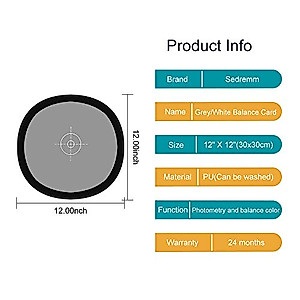 Sedremm Gray/White Balance Card,12x12 Inch (30x30cm) Portable Focus Board Two Sides Double Face 18% Grey/White Balance Reference Card with Carry Pouch for Canon Nikon Sony
