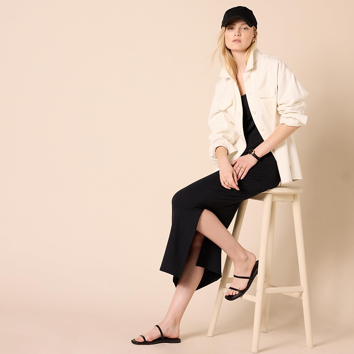 Amazon Essentials Women's Supersoft Terry Racerback Maxi Dress (Previously Daily Ritual), Black, Large