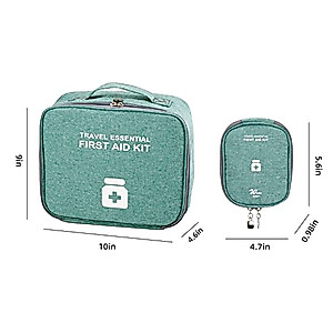 TOPASION Empty First Aid Bags, Travel Medicine Bag, Medical Supplies Organizer Bag, Portable Kit for Traveling, Car, Home, Camping, Office, Hiking, Outdoor (Cationic Green)