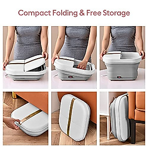 Beinilai Foot Spa, Collapsible Foot Bath Spa with Heat and Bubble Massage,Feet Soaking Tub with Vibration,2 Massage Rollers, Raised Nodes & Red Light,Pedicure Foot Spa Soak with Foot File (White)