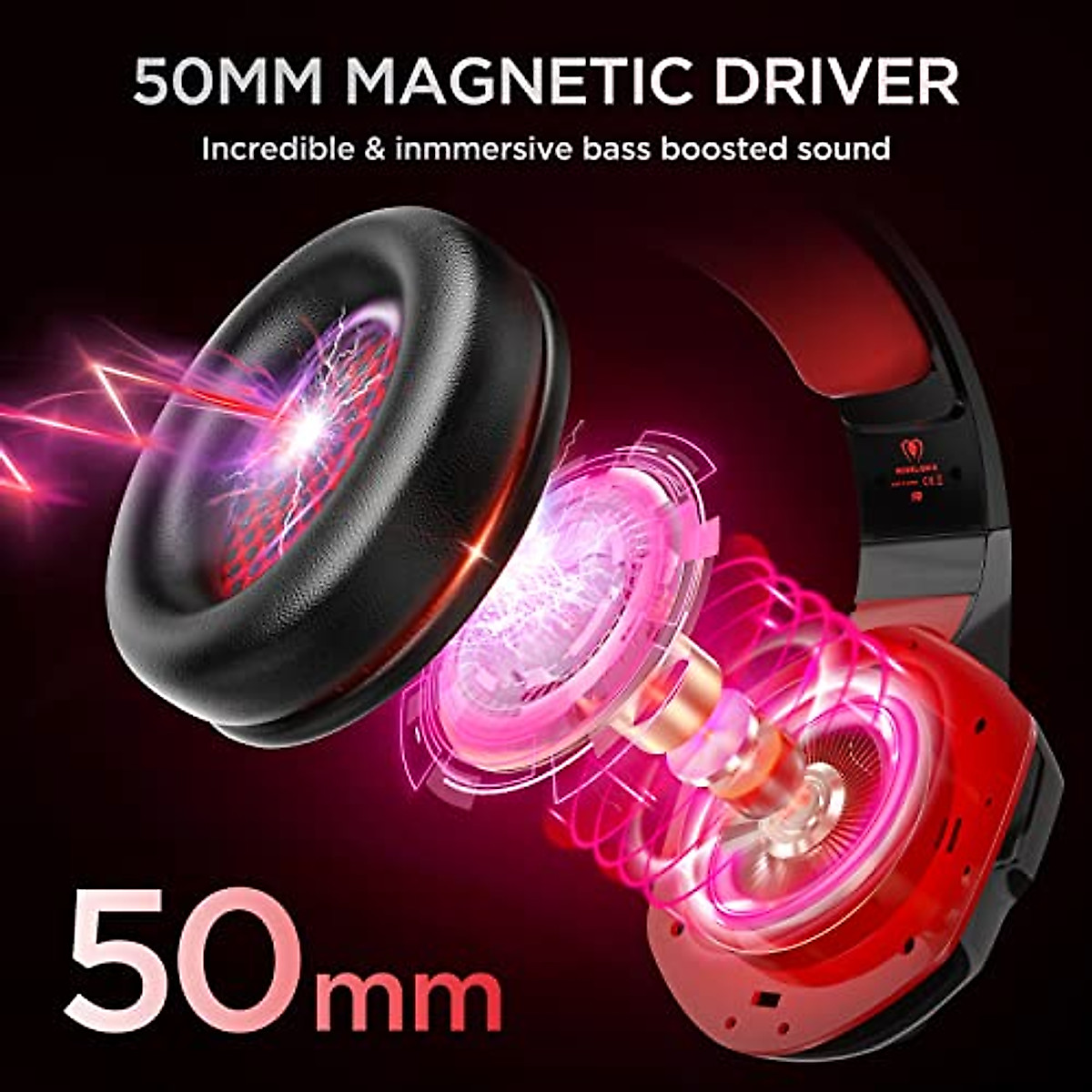 Foyose Gaming Headset for PS4 PS5 Xbox one PC, PS4 Headset with Noise Cancelling Mic, Soft Memory Earmuffs for Mac Laptop (Black RED), (YZ-US-GM2R)