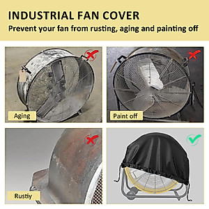 KINPEE Industrial Fan Cover, Waterproof & Dustproof Cover for 30" High Velocity Movement Heavy Duty Drum Fan, Heavy Duty Outdoor Floor Fan Cover, 600D Oxford Fabric, Fits up to 36x11x36 inches(Black)