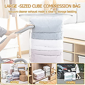 Cube Vacuum Storage Bags Space Saver Vacuum Seal Bags Large Compressed Vacuum Bags for Comforters, Blanket, Clothes, Bedding, Sheet, Pillow, Closet Organizers (3 Medium, 3 Large)