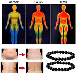 YANCHUN 2pcs Shungite Bracelet Healing Protection Bracelet for Men and Women Stretchy Protection Bracelet (2pcs Black)