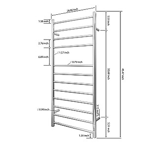 KEG Towel Warmer Wall Mounted with Built-in Timer 12 Bars Electric Stainless Steel Heated Towel Racks for Bathroom, Hot Plug-in Bath Towel Heater Polish Chrome