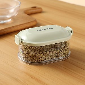 ZAAWUUT Spice Storage Box,Leakproof,Freezer Safe, Cereal Containers with Easy Lock Lids for Kitchen Pantry Organization (Green, Single-Layer)