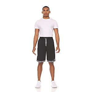 Spalding Mens Rise Basketball Short, 10" Inseam, Black/White, M