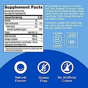 OLLY Glowing Skin Gummy, 25 Day Supply (50 Count), Plump Berry, Hyaluronic Acid, Collagen, Sea Buckthorn, Chewable Supplement (Packaging May Vary)