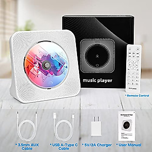 Desktop CD Player with Speakers, ROADOM CD Players for Home, Bluetooth CD Player with Hi-Fi Stereo Sound,Remote Control,Supports CD/Bluetooth/FM Radio/U Disk/AUX/Timer/Repeat
