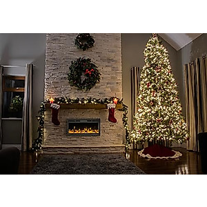 36-Inch Wall Mounted Electric Fireplace - Recessed Heater with Front Vent, Remote, LED Flames, and Log and Crystal Media by Northwest (Black)