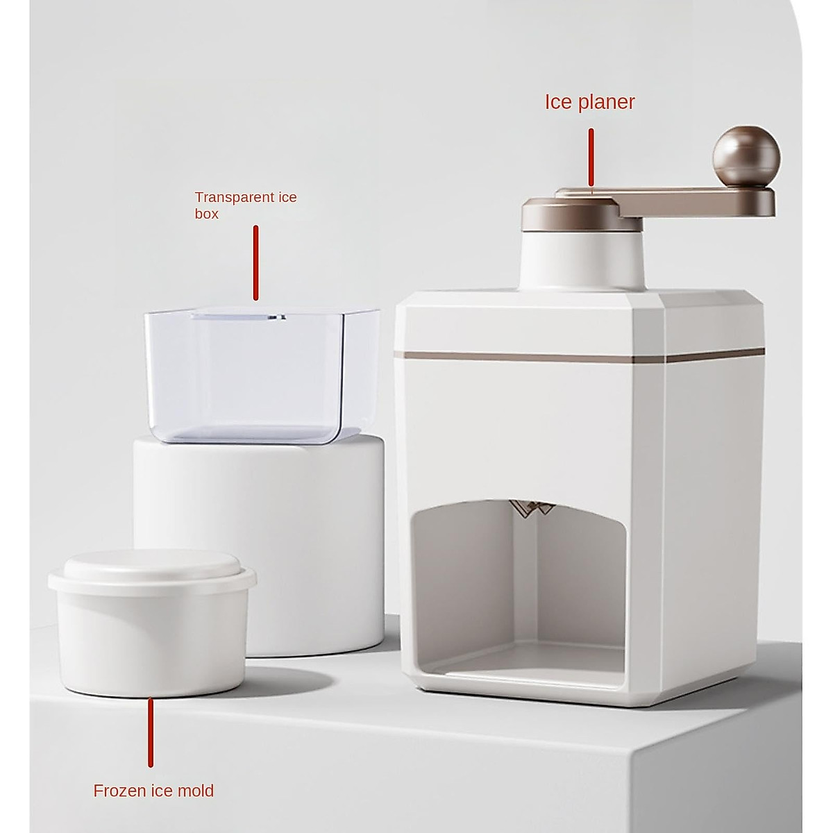 BOTTICASA Shaved Ice Machine Snow Cone Machine Portable Ice Crusher Manual Shaved Ice Machine For Home With Free Ice Cube Trays - BPA Free