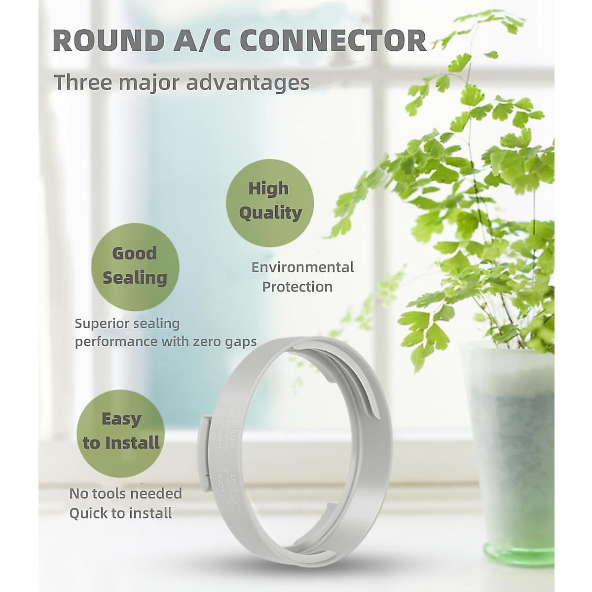 5.9"/6" Portable Air Conditioner Exhaust Hose Coupler Window Adapter - ABS Mobile A/C Unit Tube Connector - Essential Air Conditioning Accessories Round